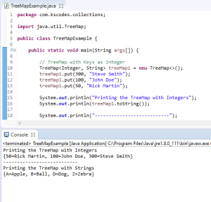 TreeMap example in Java - KSCodes